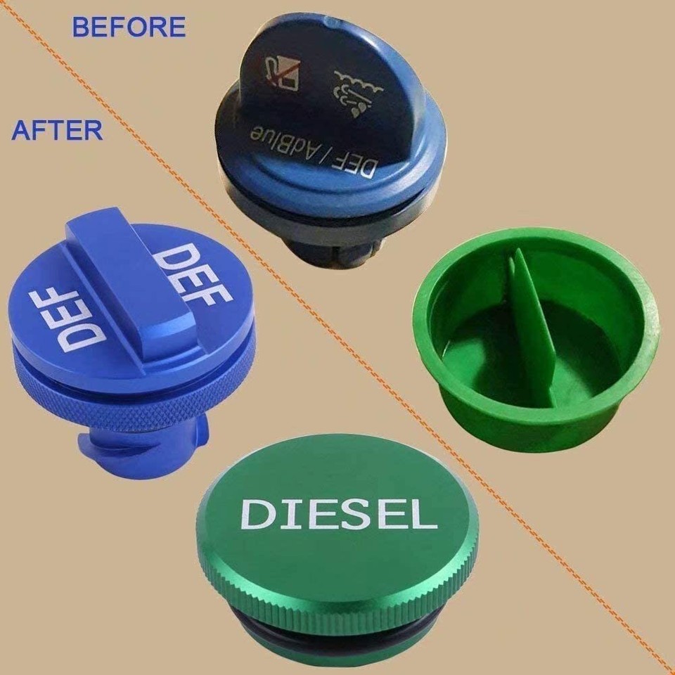 Aluminum DIESEL Fuel Cap Blue DEF Cap for 13-18 Dodge Ram 2500 3500 ...