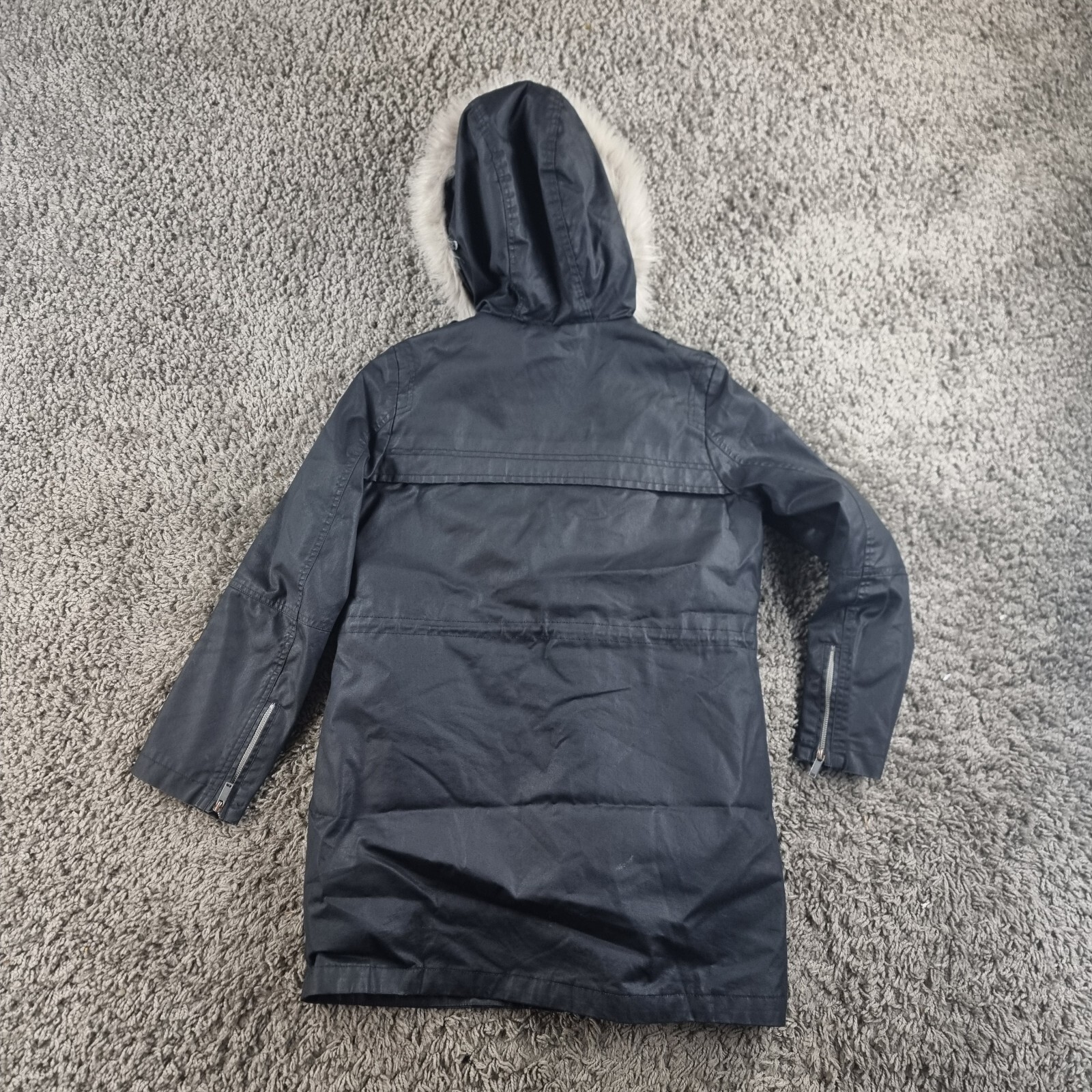 Mint Velvet Coat Womens 10 Parka Jacket Long Grey Fau… - Gem