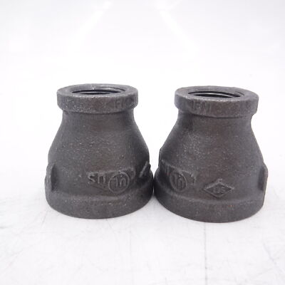 2 Pack 1-1/4" x 3/4" Black Malleable Iron Reducing Threaded Coupling | eBay