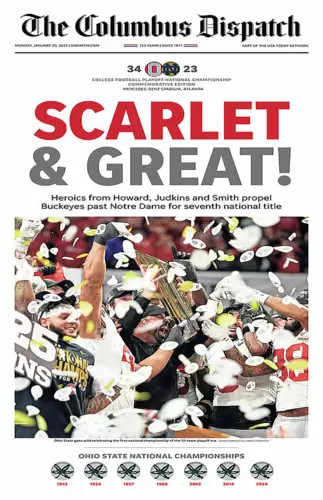 Ohio State Buckeyes CFP Champions The Columbus Dispatch Poster 11 x 17 ...