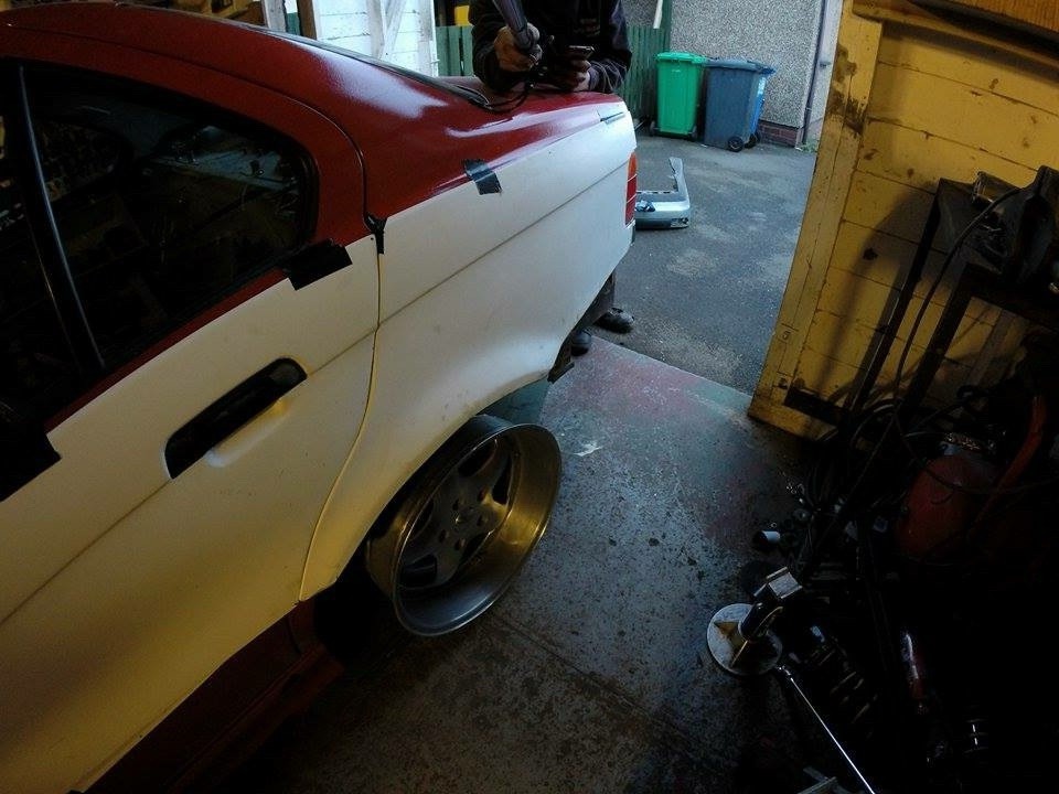 BMW e36 saloon rear 50mm over fenders wide arches drift track show ...