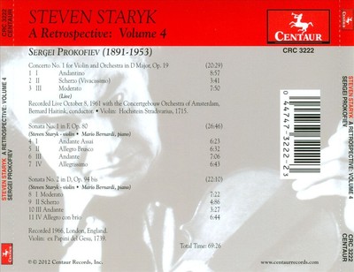 STEVEN STARYK PROKOFIEV: A RETROSPECTIVE, VOL. 4 NEW CD 44747322223| eBay