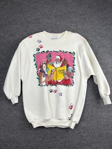 Diane Wat Design Sweatshirt Womens One Size Hand Painted Santa Dogs ...