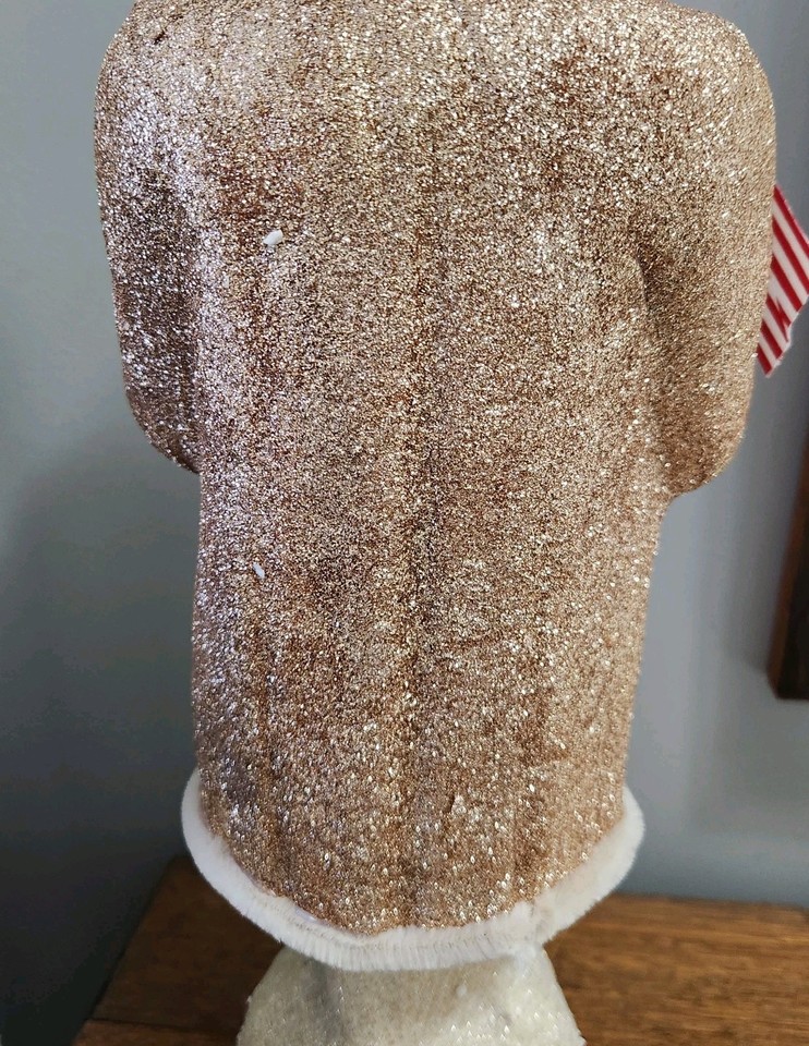 Ragon House Lg Belsnickle Santa Figurine Holding USA Flag Gold Glittery ...