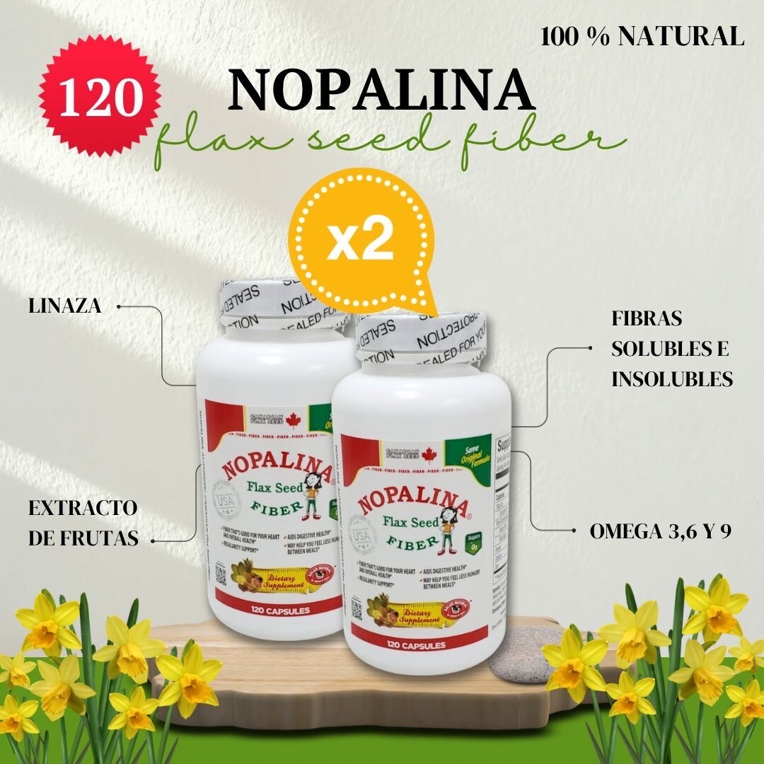 NoPalina Flax Seed Fiber Supplement 120 Capsules (Pack of 2 ...