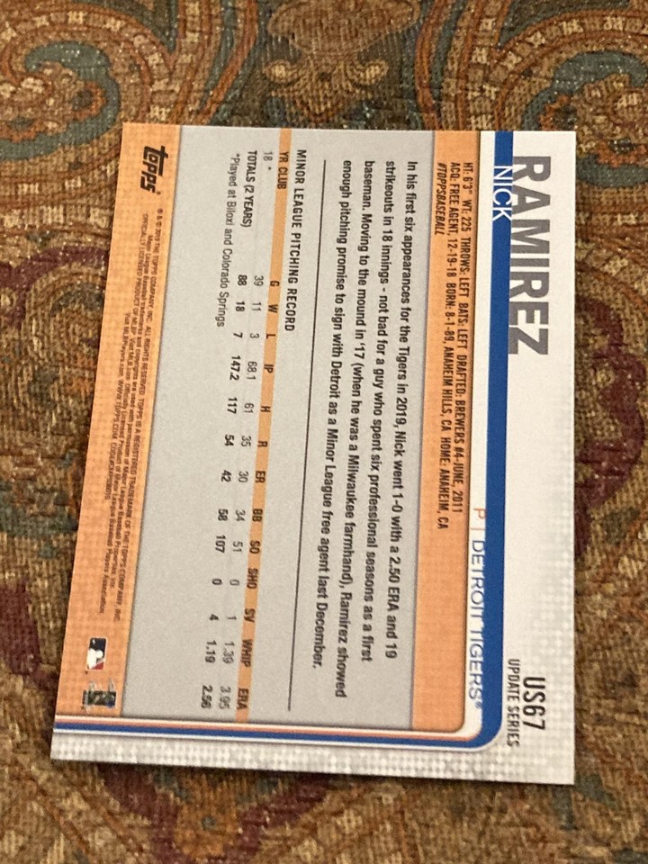 2019 Topps Update #US67 Nick Ramirez | eBay