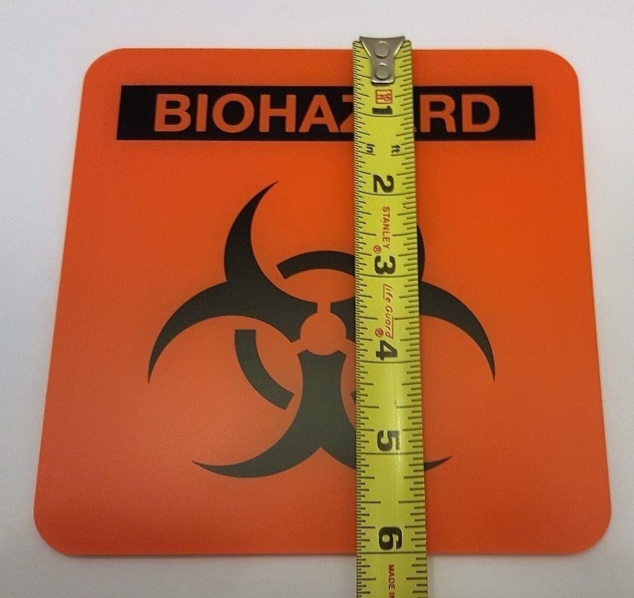 BIOHAZARD Plastic 6" X 6" Orange Sign WALL ART DECOR Man Cave Kids Room ...