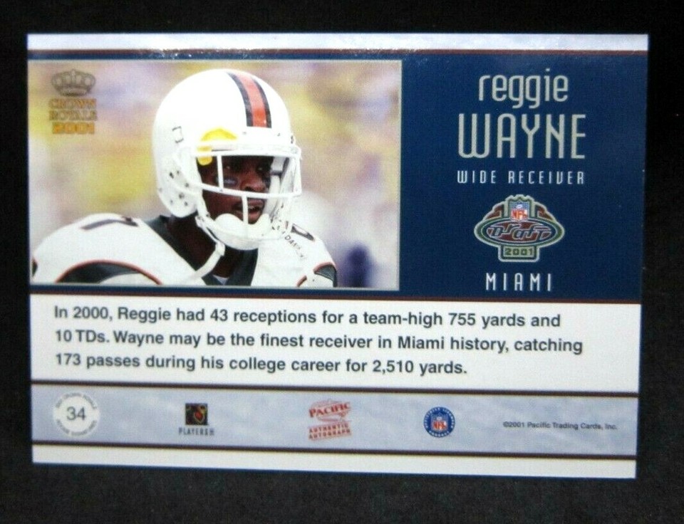 Reggie Wayne RC 2001 Pacific Rookie Signatures#465/500 Autograph#34 ...