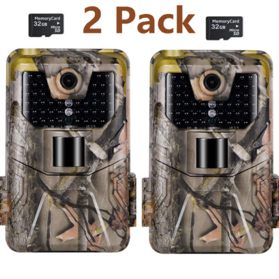 2 Pack Outdoor Game & Deer Trail Camera 36MP 2.7K No Glow Night Vision ...