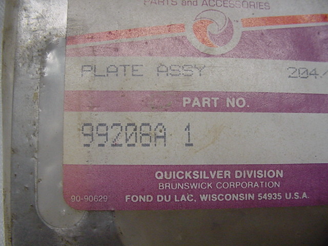 Mercury QUICKSILVER 99208A PLATE ASSY C52 | eBay