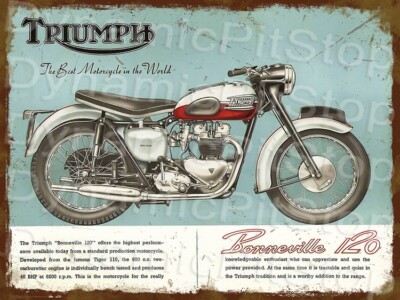 Triumph Motorcycle Bonneville Rustic Tin Metal Sign Australian made ...