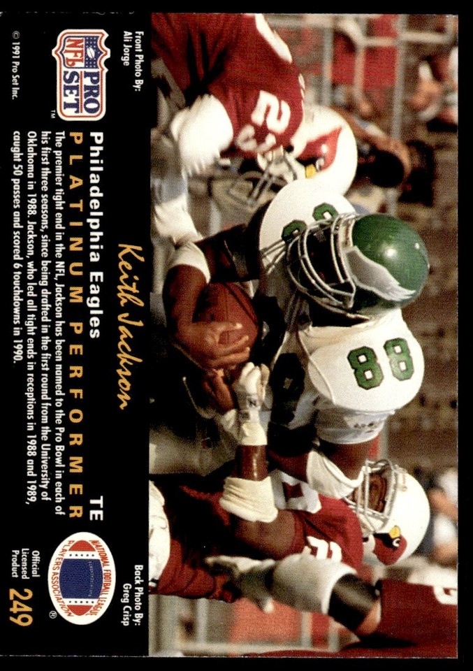 1991 Pro Set Platinum Football Card Keith Jackson A Philadelphia Eagles ...