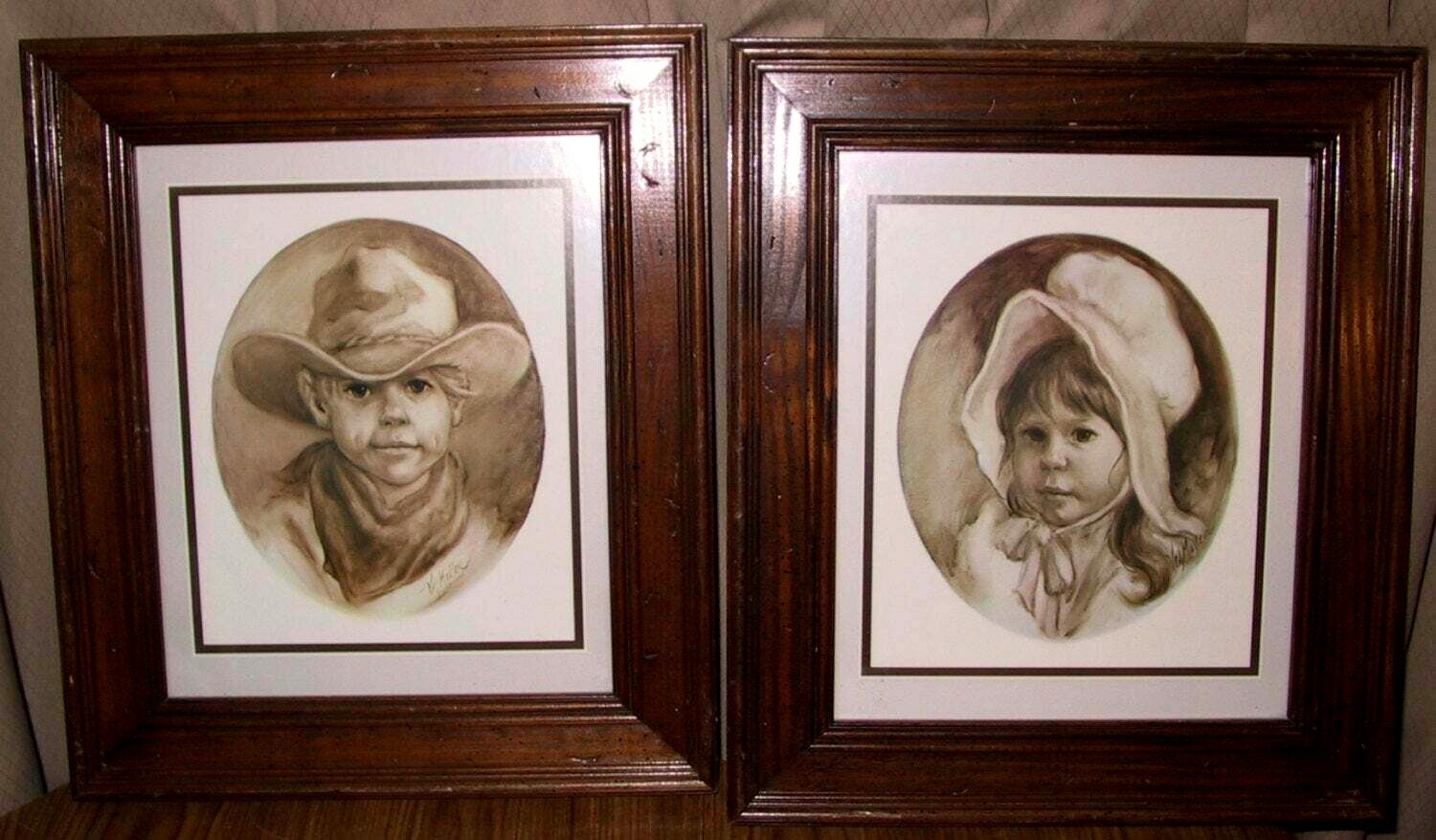 Set of 1970's Vintage Vel Miller Prints/ Little Cowboy and Prairie Girl ...