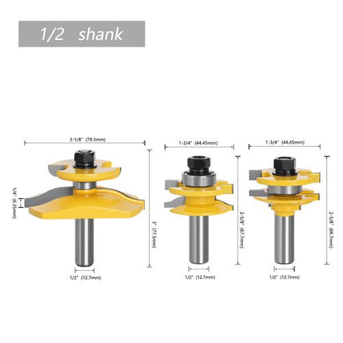 Joint Rail&Stile Router Bit Tongue&Groove Raised Panel Back 1/2 12mm ...