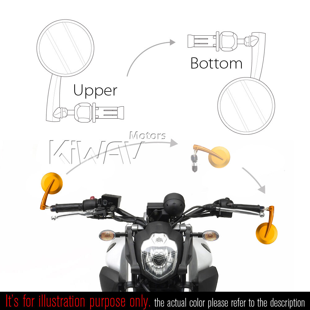 Orange gold adjustable 7/8" bar end rear view side Mirror upper Right ...