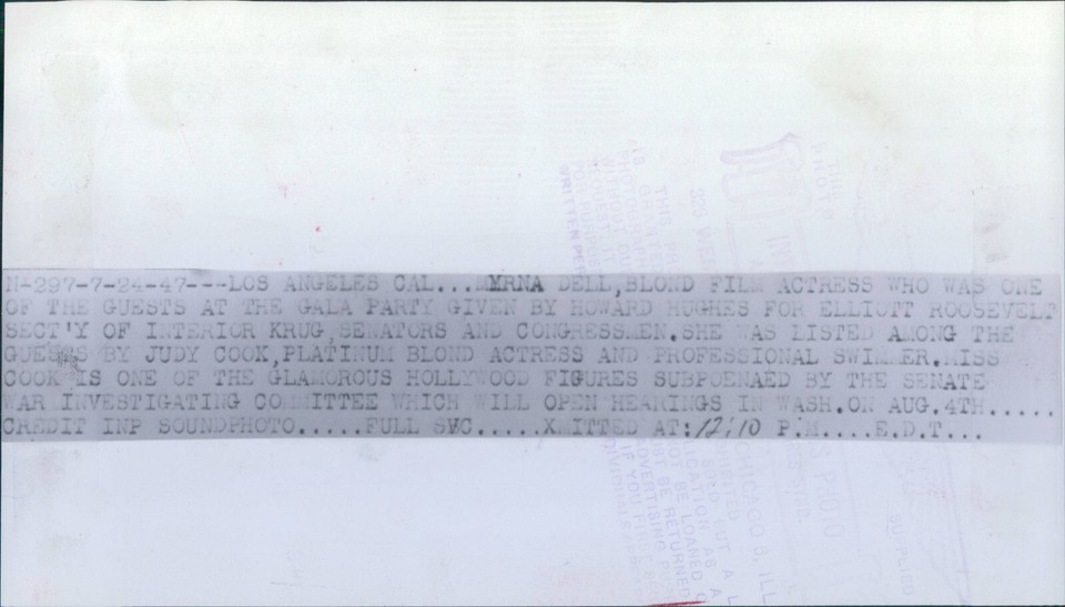 1947 Press Photo Leggy Actress Myrna Dell Models Two Piece Bathing Suit ...