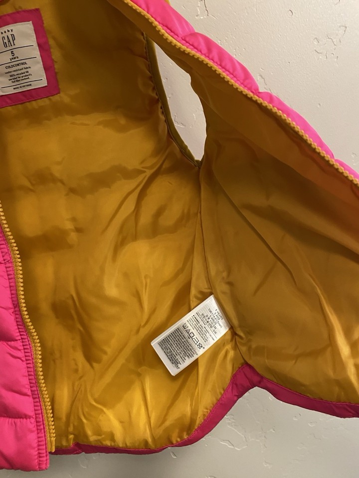 Gap Cold Control Girls Size 5 Hot Pink Quilted Puffer Vest w/Pockets ...