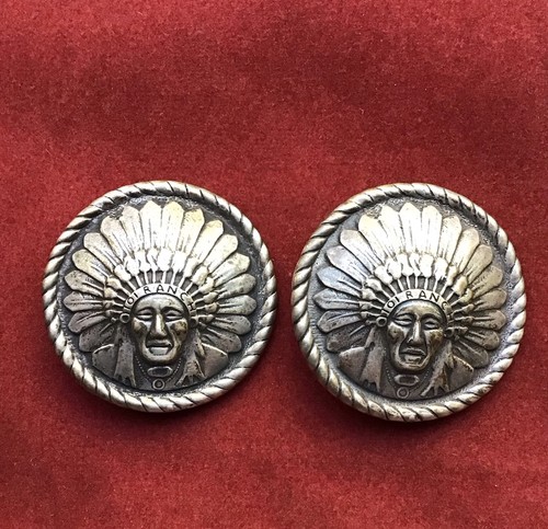 Vintage 101 Ranch Sterling Silver Chief Conchos for Bridle Spur Straps ...