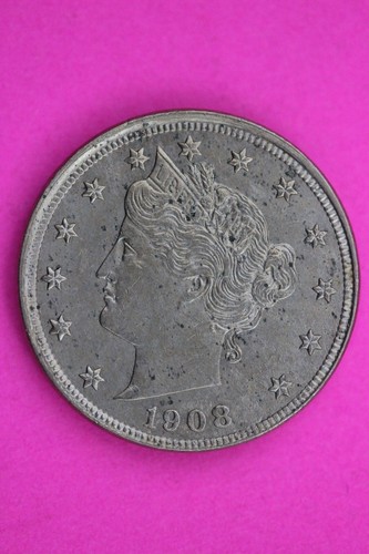 High Grade 1908 V Liberty Nickel Exact Coin Pictured Scarce Semi Key ...
