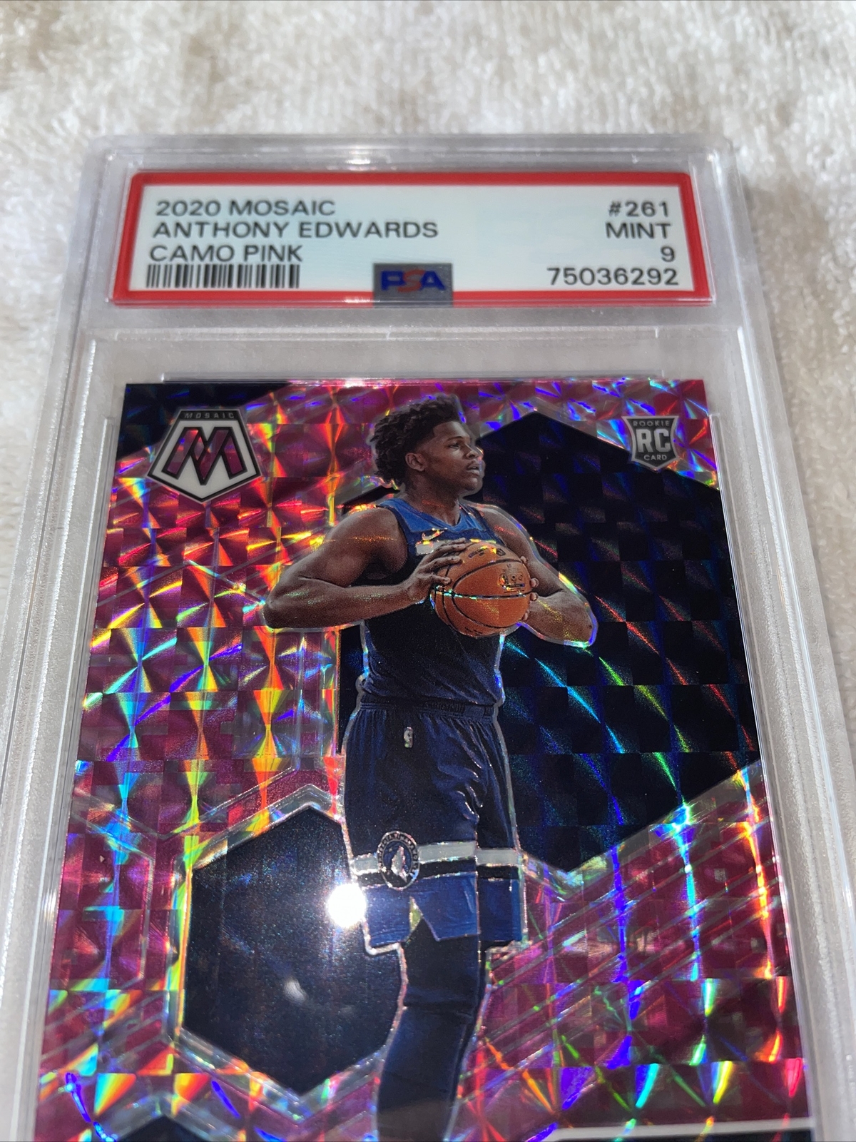 2020 Anthony Edwards Mosaic Camo Pink #261 PSA 9 NBA debut Timberwolves ...