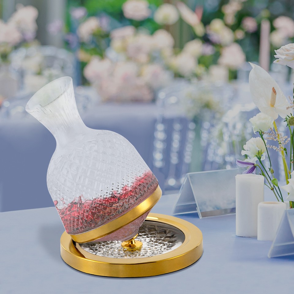 Red Wine Decanter Set 360 Rotation Thickened Bottle Body+Stainless ...