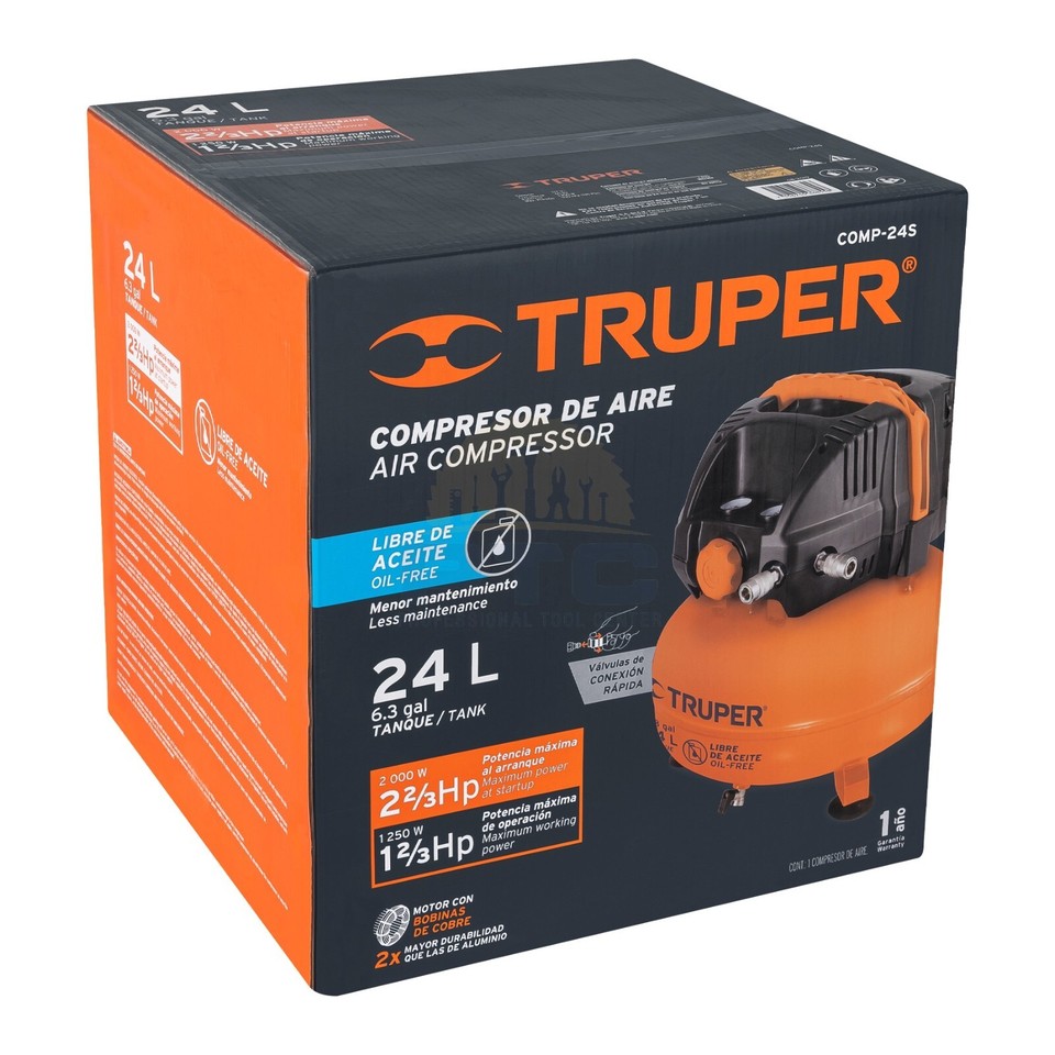 Truper COMP-24S Oil free air compressor,24L,2-2/3HP (max power) | eBay