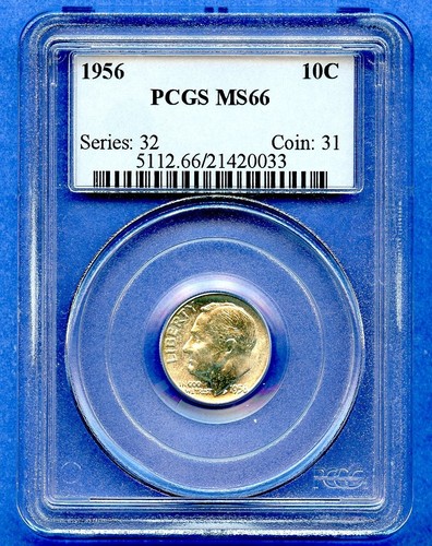 1956 P PCGS MS66 Roosevelt Dime 10c US Mint Silver Coin 1956-P MS-66 ...