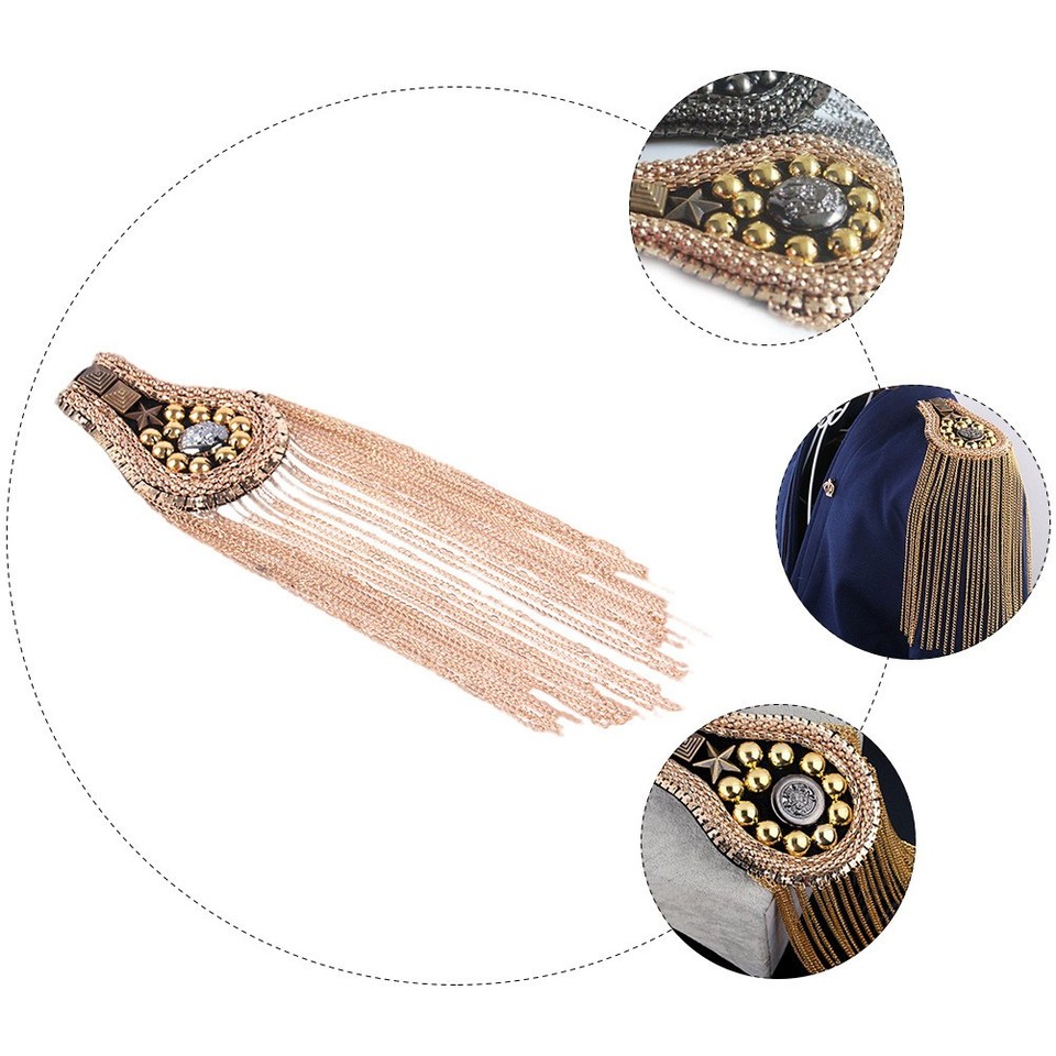 2PCS Shoulder Board Decor Shoes Hat Decor Shoulder Fringe Epaulet ...