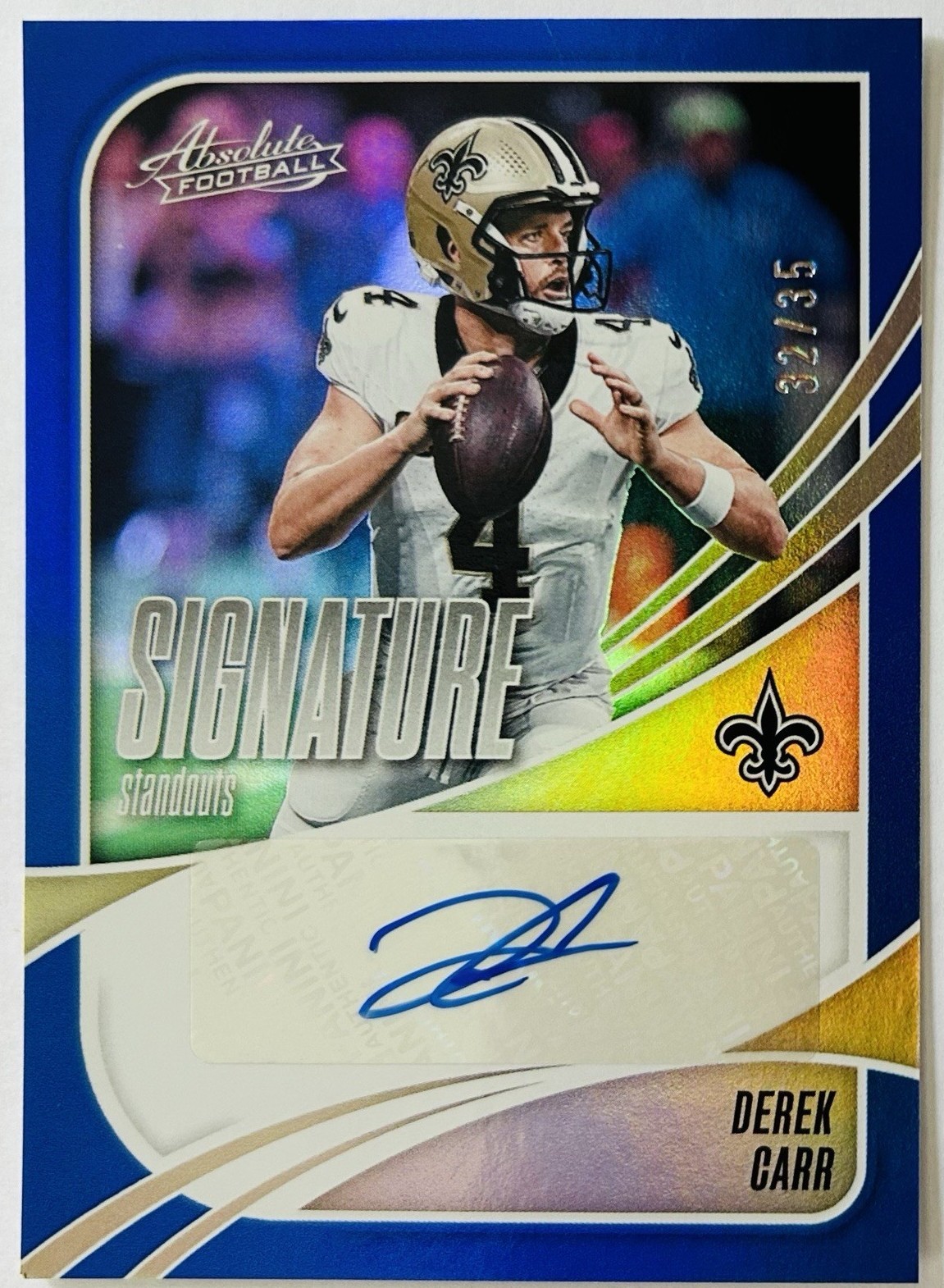 2025 Panini Absolute - Signature Standouts Derek Carr #SS-DCR Blue /35 ...