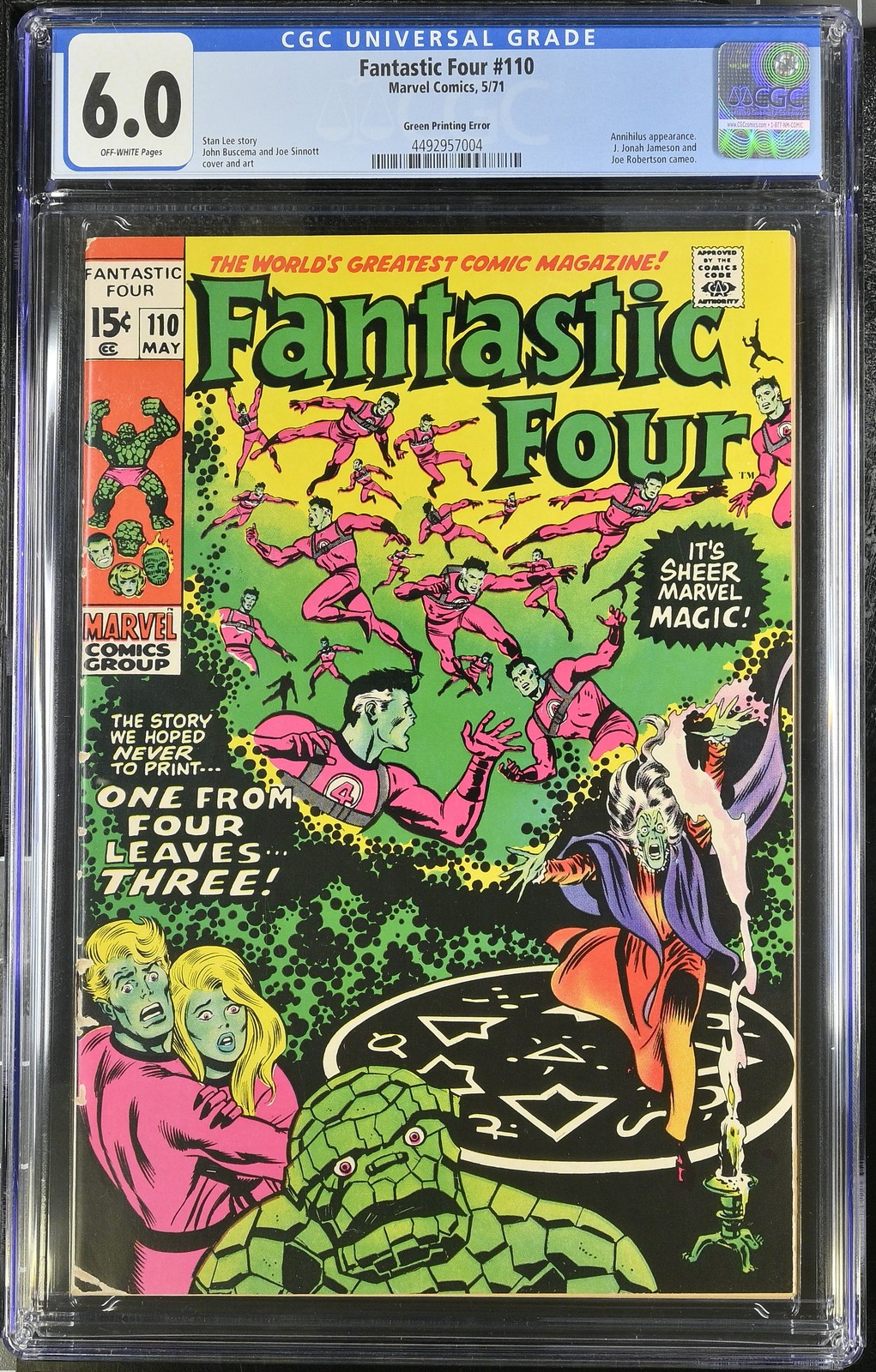 Fantastic Four #110 - Marvel Comics 1971 CGC 6.0 Annihilus app. GREEN ...