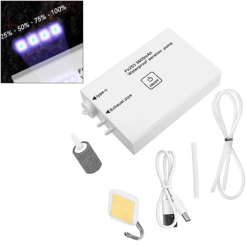 Portable USB Rechargeable Fish Tank Pump with Dual Airflow for Fish ...