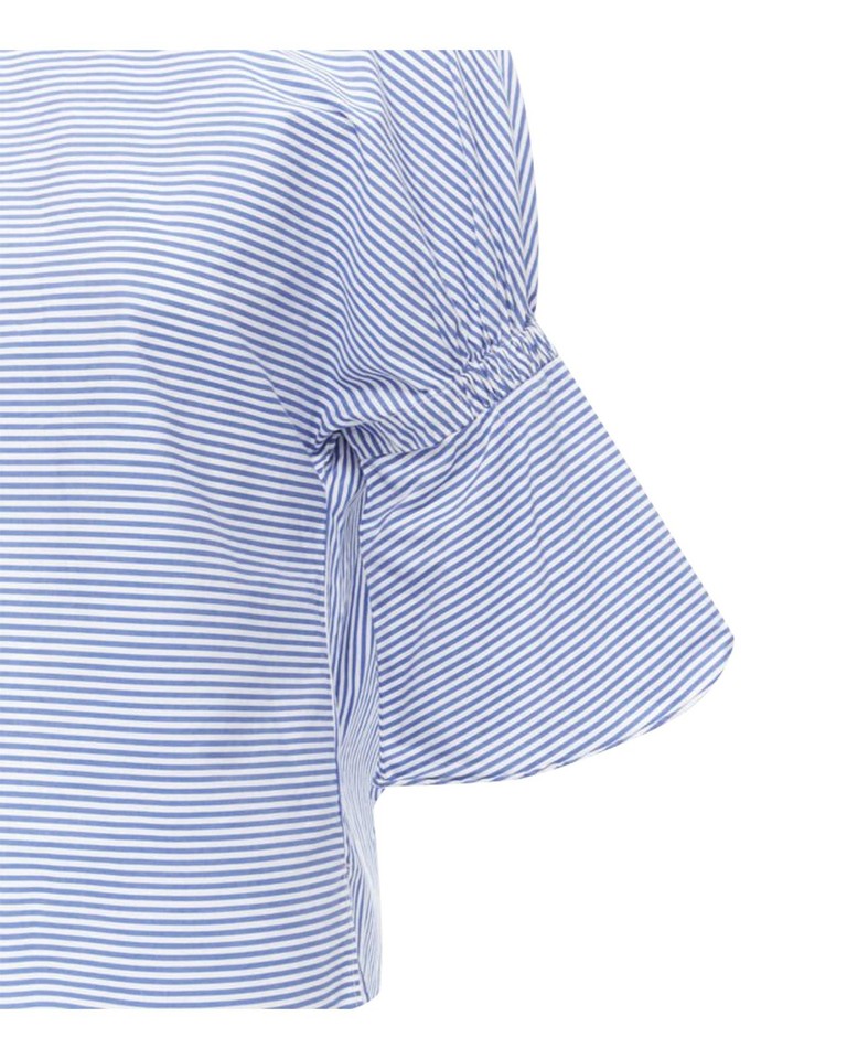 Preloved Tibi Vintage Striped Woven Top with Round Neck and Bell ...