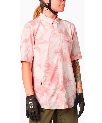 Fox Racing Flexair Womens Button Up Short Sleeve Woven MTB Jersey Pale ...