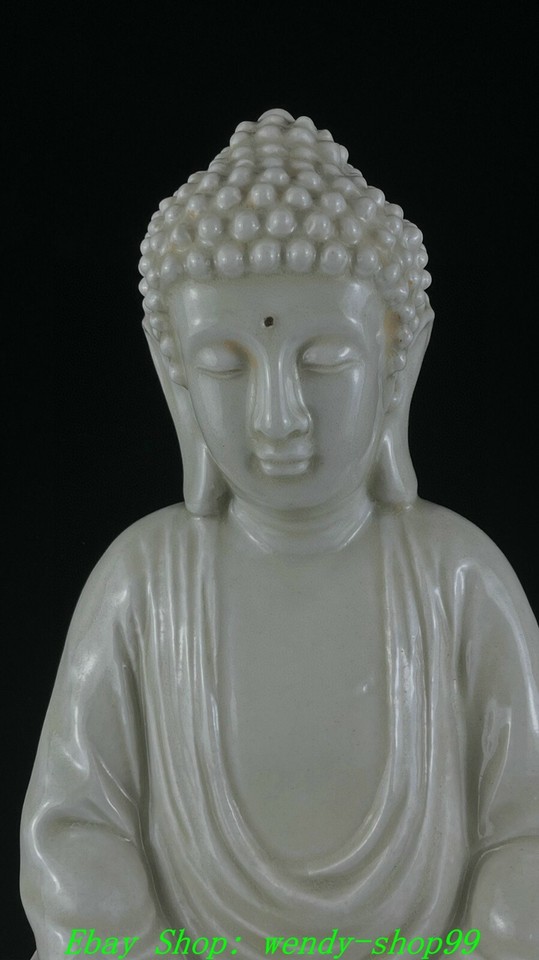 14" Old China DeHua Porcelain Seat Shakyamuni Shakyamuni Amitabha ...