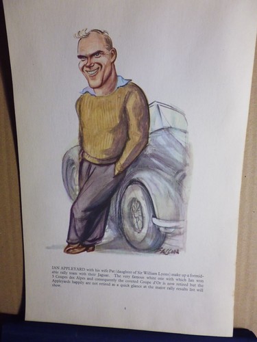 gravure satyrique personnage course automobile 1950: IAN APPLEYARD ...