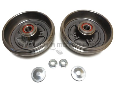 Rear 2 Brake Drums + 2 Fitted Wheel Bearings For Nissan Note 2006-2012 ...