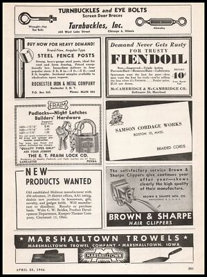 1946 ET Fraim Lock Co. Padlocks Night Latches Builders Hardware Vintage ...