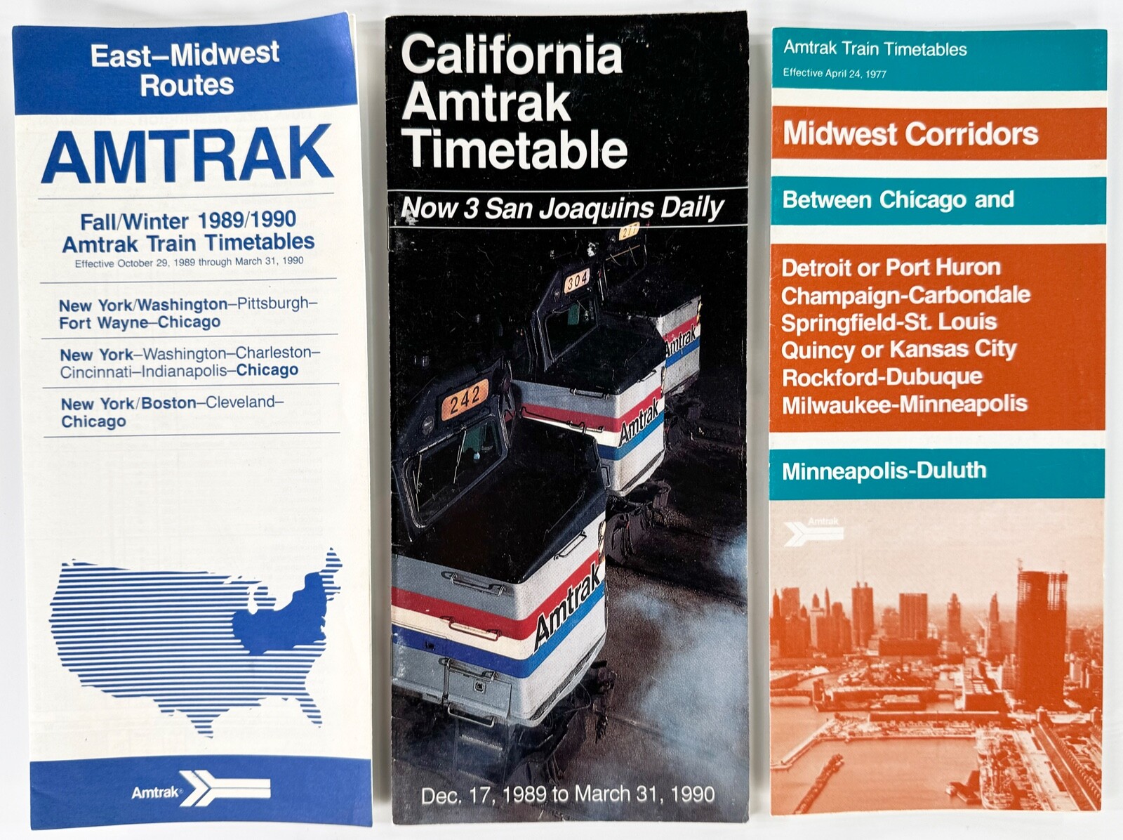1977-1990 Lot Of 3 Amtrak Timetables Brochures Books Maps & Signals ...
