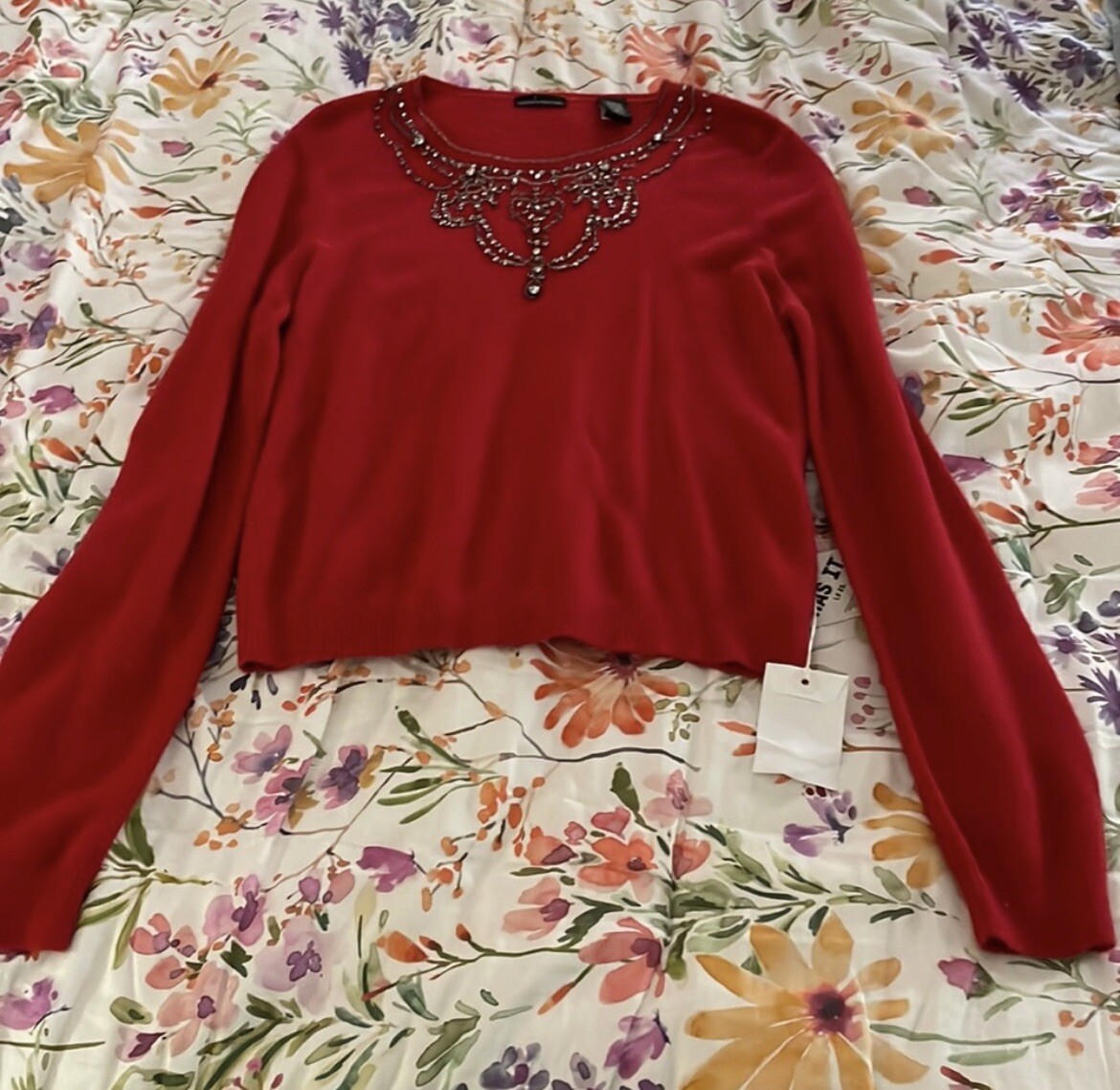 Moda International Red Sweater with Rhinestones Size L Brand new | eBay