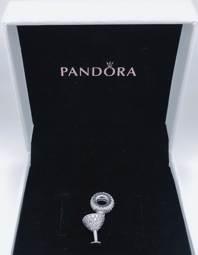 NEW Authentic PANDORA 925 Celebration Pave Cocktail Glass Charm Pendant ...