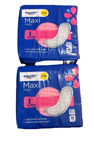 Lot Of 2 Equate Maxi Pads, Super (48 Count) Great Deal Fast Shipping | eBay