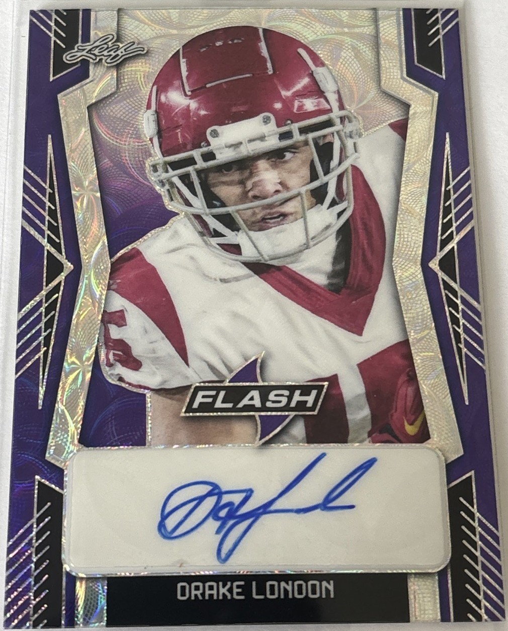2022 Leaf Flash - Portrait Autographs Drake London #PA-DL3 Purple ...
