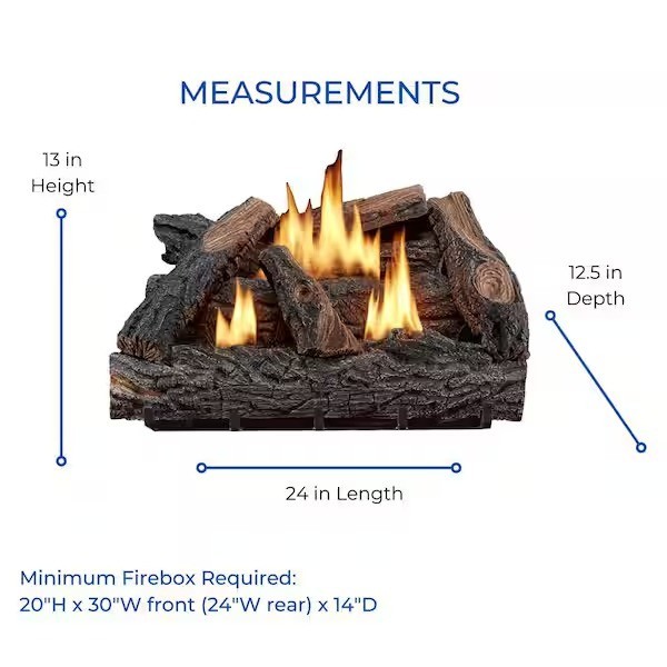 24 in. 32,000 BTU T-Stat Control Country Oak Vent Free Dual Fuel Gas ...