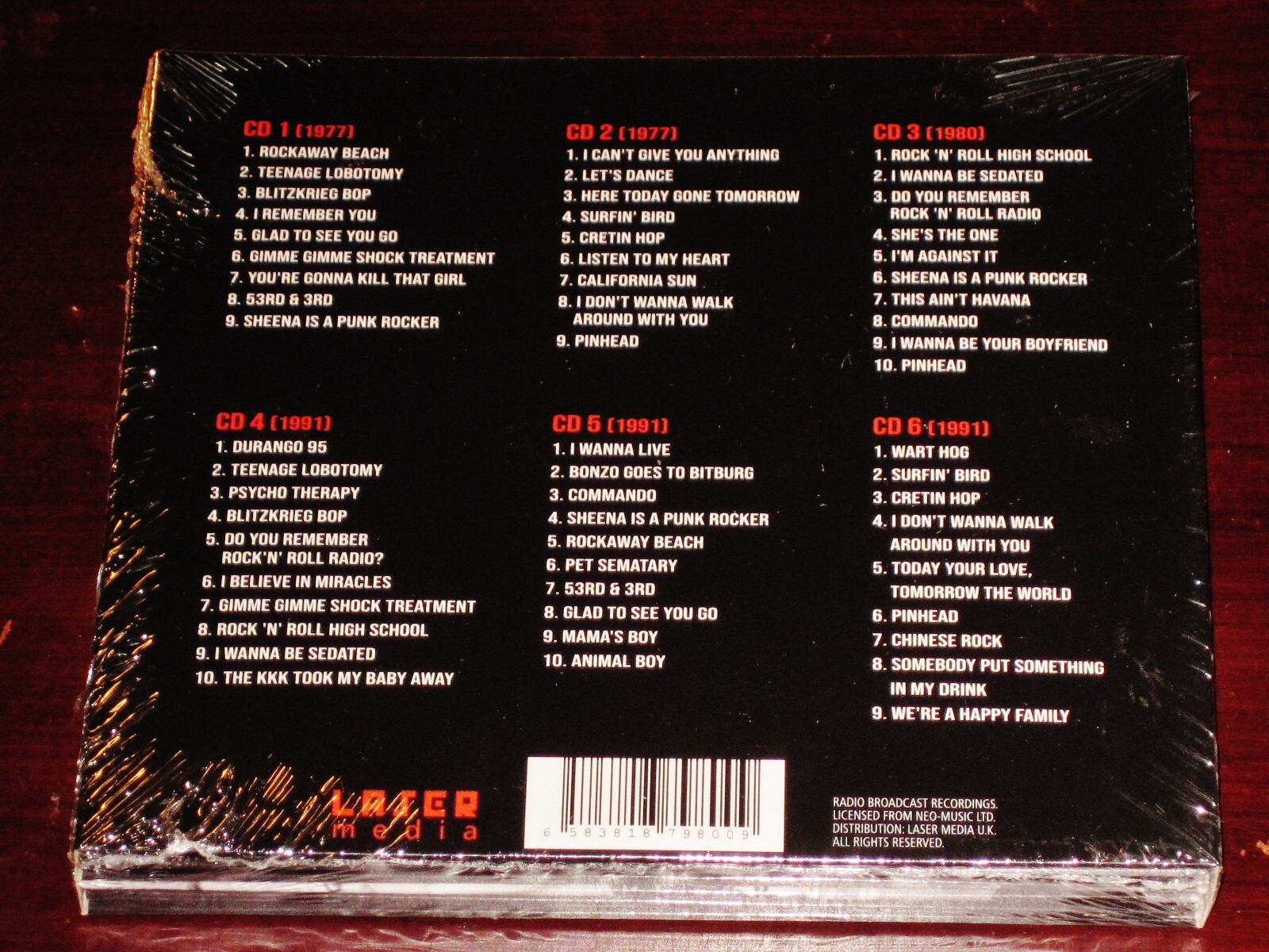 Ramones: Box - Live 6 CD Set 2022 Laser Media UK 98009 Digisleeve NEW ...