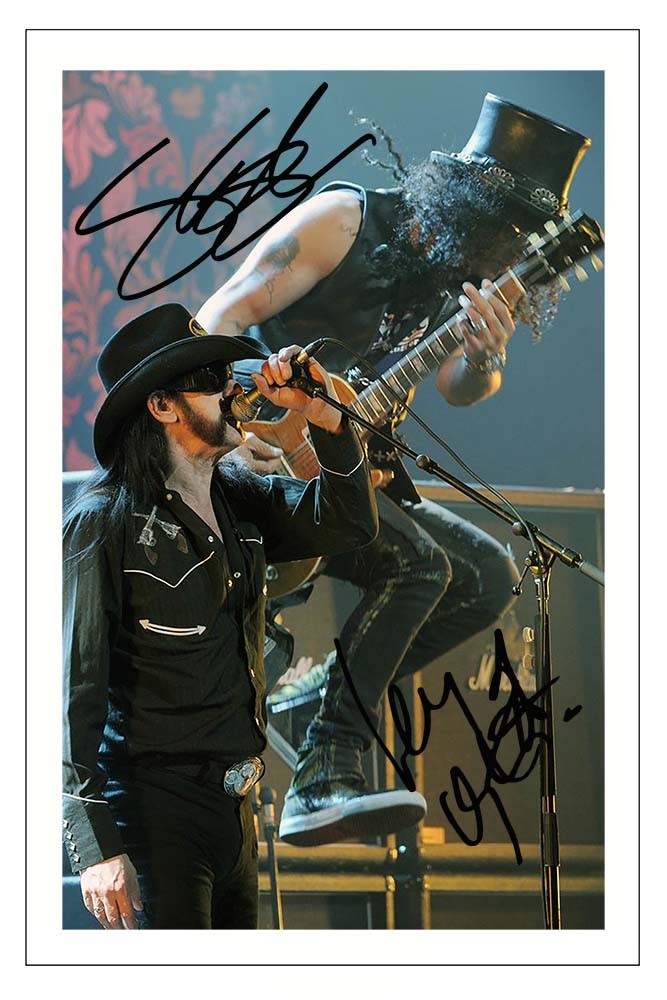 SLASH & LEMMY SIGNED PHOTO PRINT AUTOGRAPH GUNS & ROSES MOTORHEAD | eBay UK