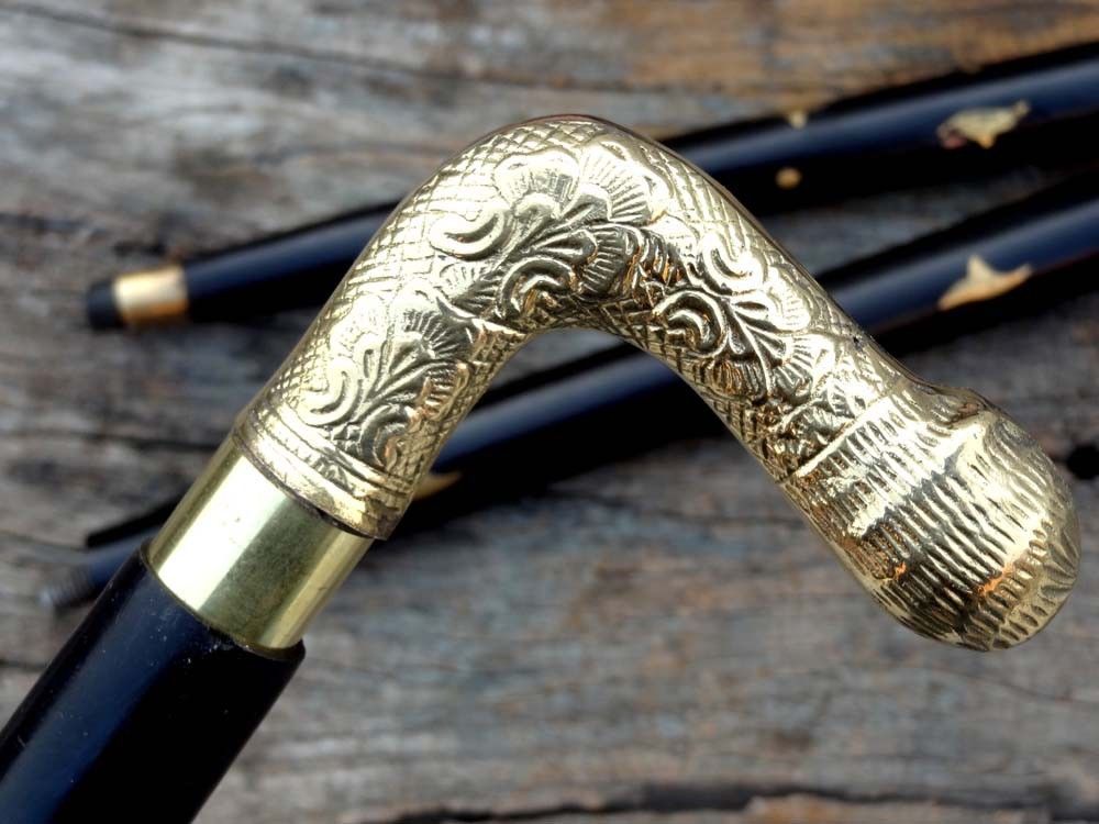 Victorian Brass Designer Handle Walking Cane Stick Vi… - Gem