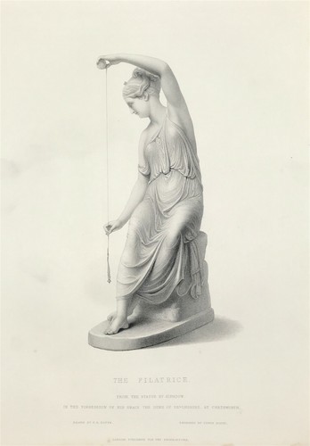 Sculpture The Filatrice 1852 original print engraved by Roffe Antique ...
