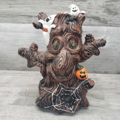 Vtg Halloween Animated Cackling HAUNTED TREE JOL Pumpkins BAT Ghosts ...