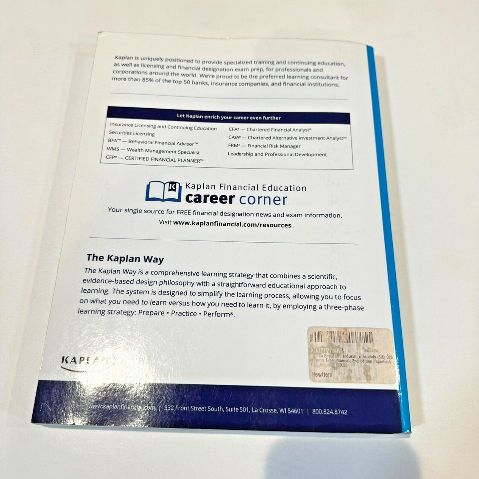 Kaplan Securities Industry Essentials SIE License Exam Manual 2nd ...
