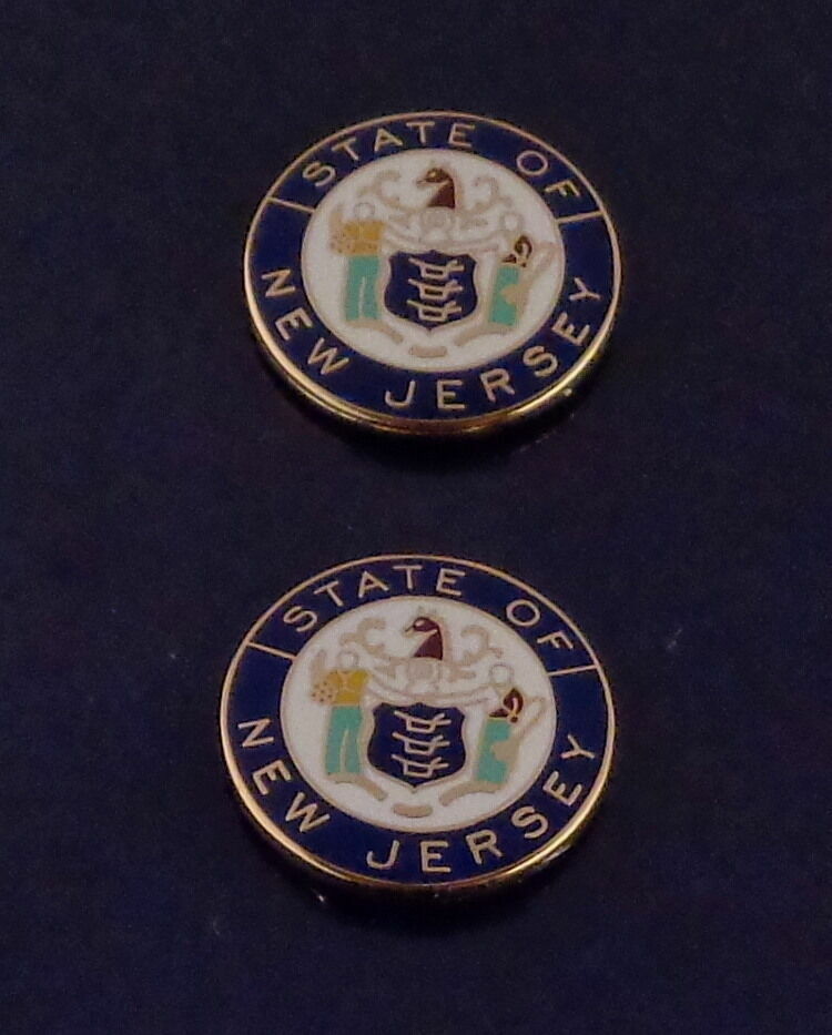 New Jersey 3/4" COLLAR LAPEL PINS Gold state seal NJ uniform pins USA ...